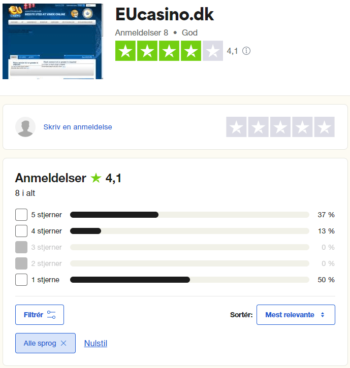 EUcasino dk - Læs Anmeldelsen og Begynd at Spille