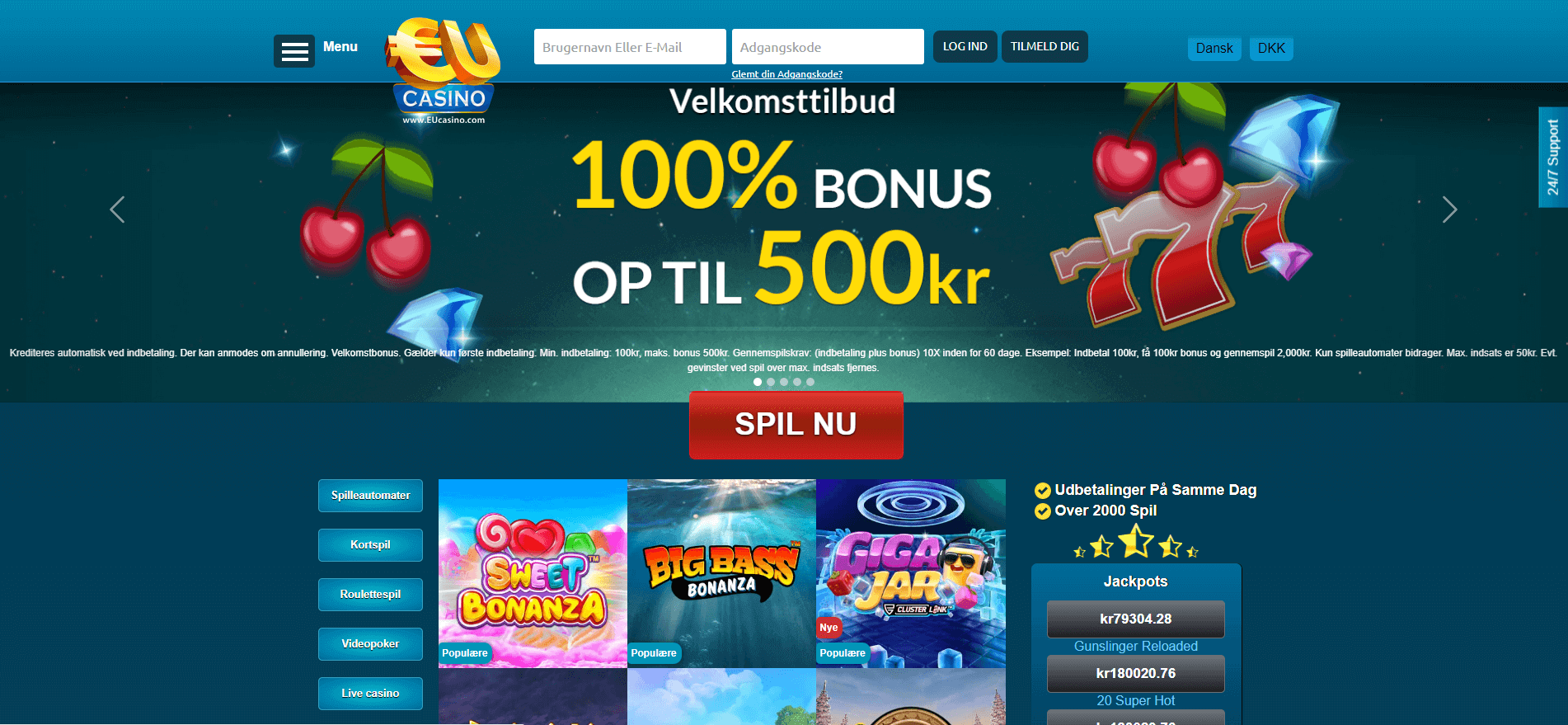 EUcasino dk - Læs Anmeldelsen og Begynd at Spille